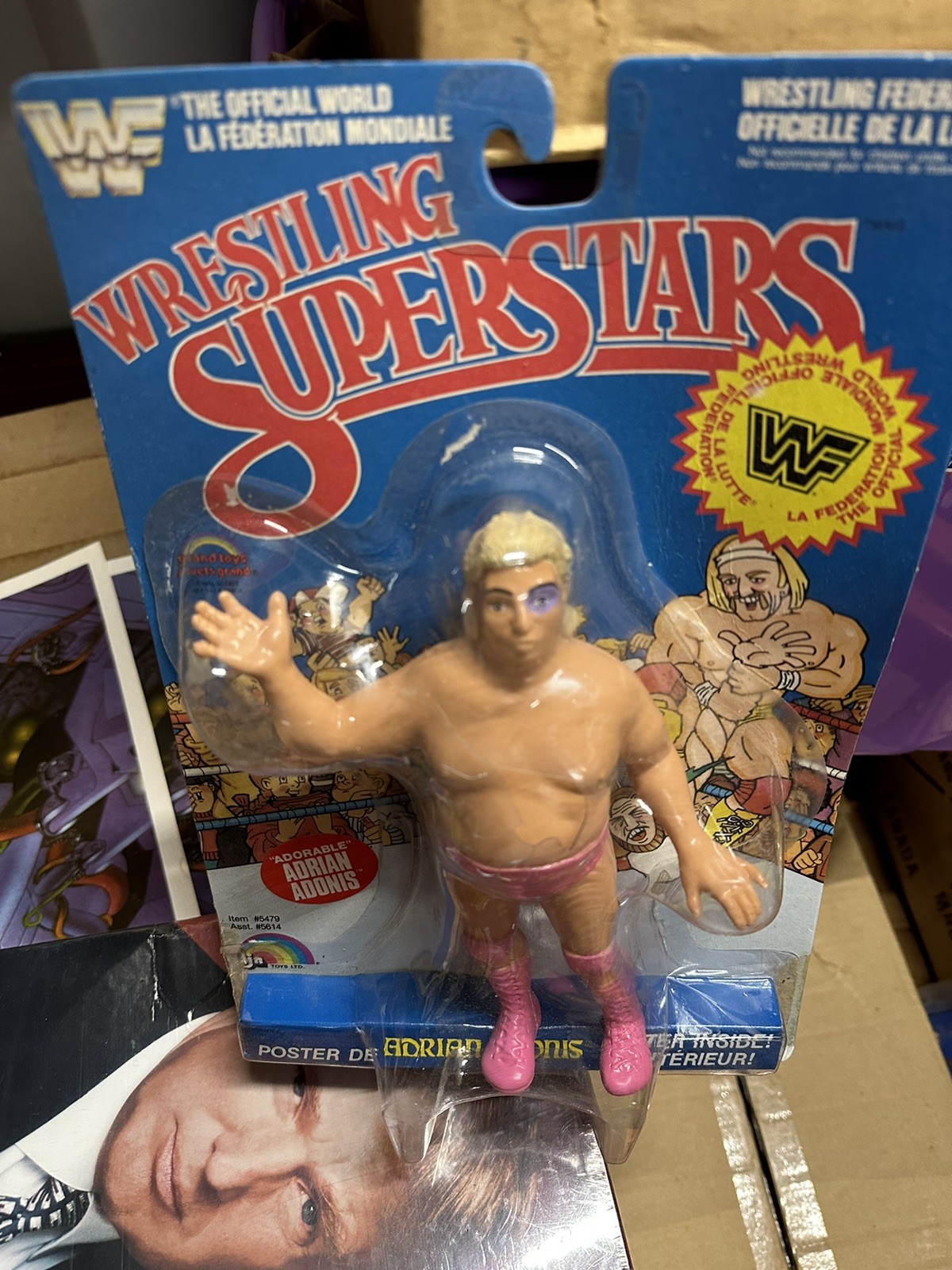 LJN WWF Wrestling Superstars Adrian Adonis MOC old stock bubble issues ...