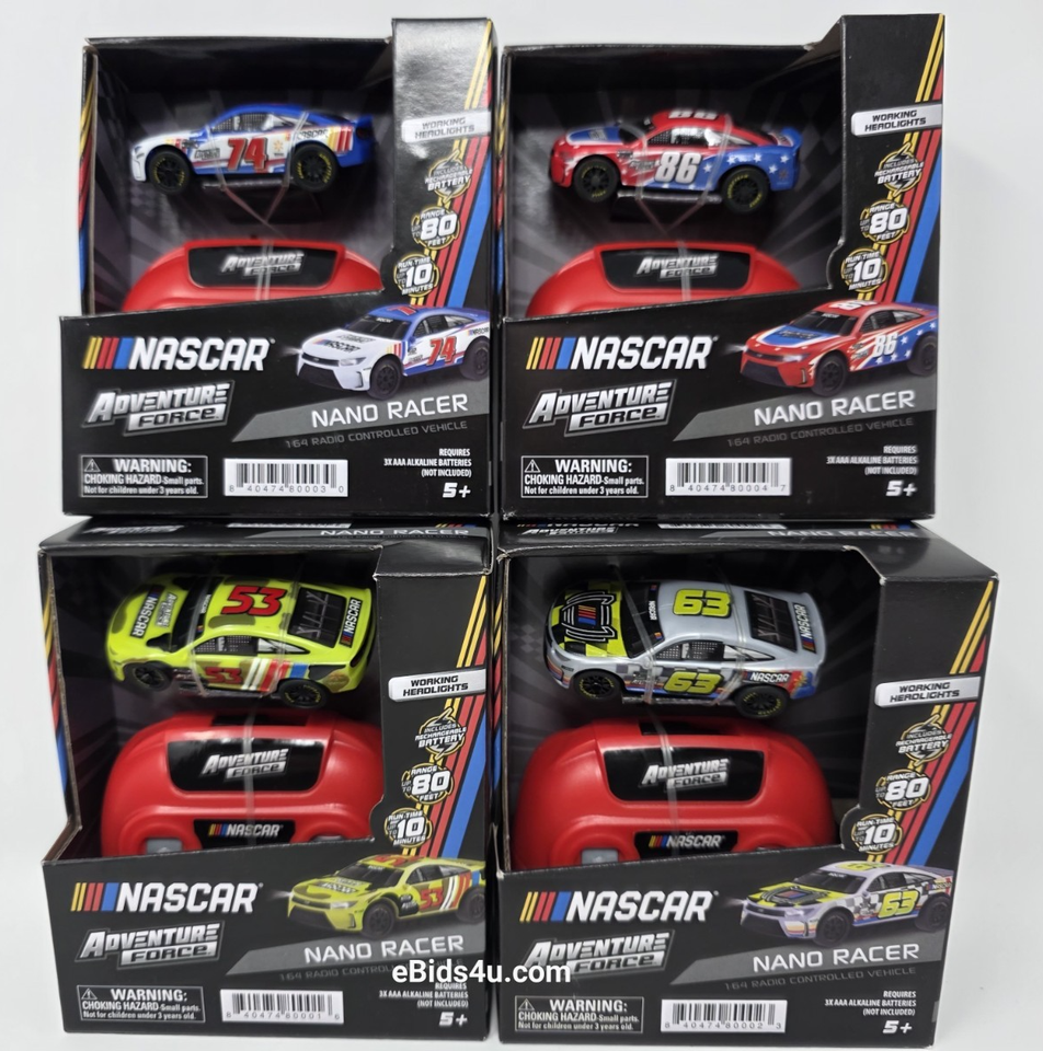 Adventure Force 1:64 RC NASCAR Nano Racer Car Complete Set: #53 #63 #74 ...