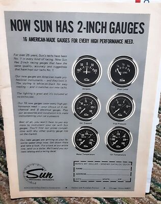 1973 Sun Professional Instruments 2 Inch Gauges Original Ad | eBay