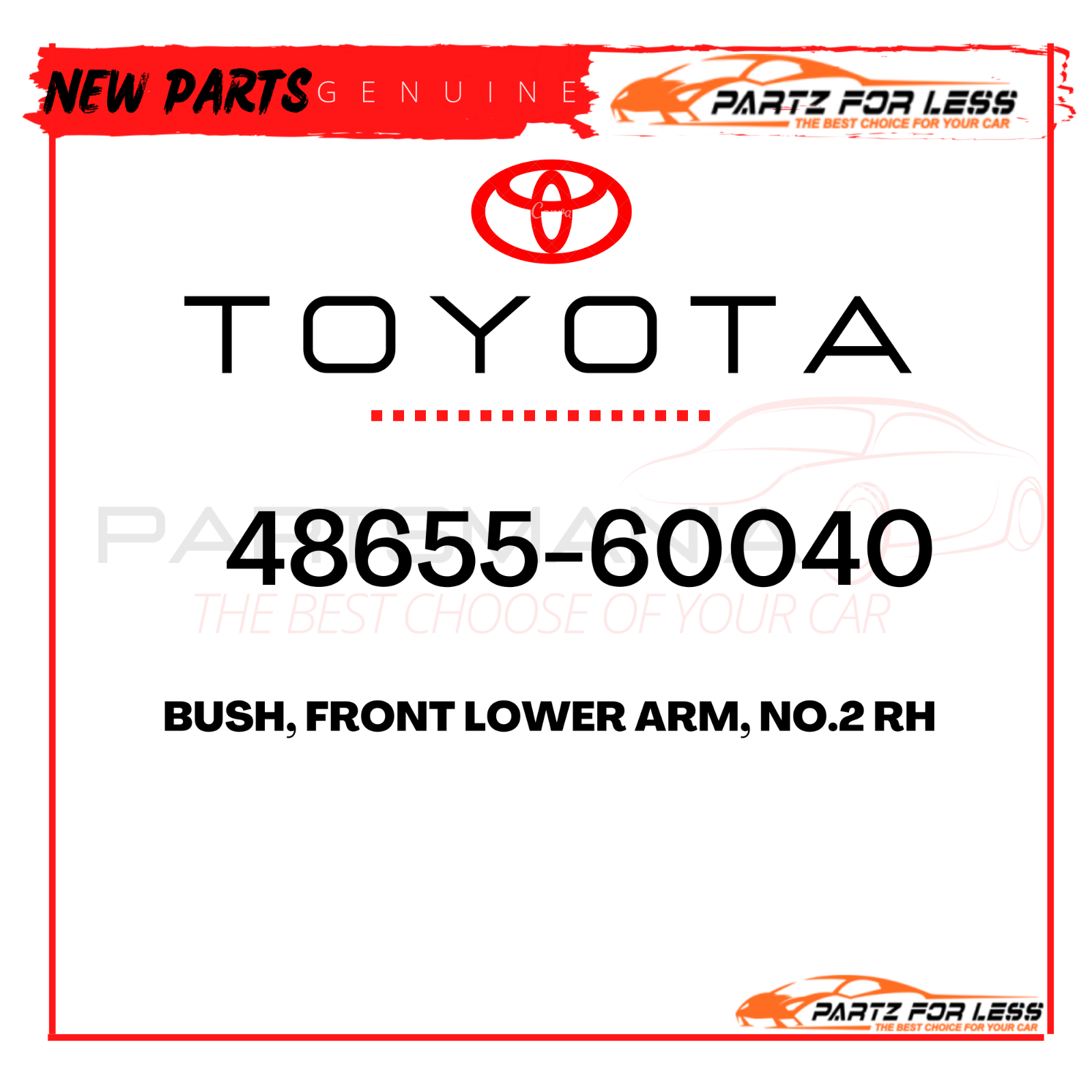 48655-60040 TOYOTA GENUINE BUSH, FRONT LOWER ARM, NO.2 RH 4865560040 ...