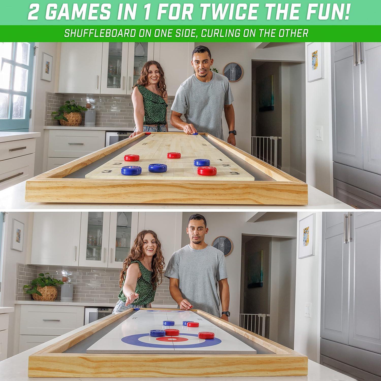 6ft Shuffleboard And Curling 2 In 1 Board Games - Classic Tabletop ...