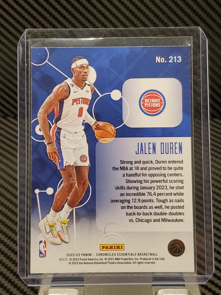 2022-23 Panini Essentials #213 Jalen Duren RC Teal - Detroit Pistons ...