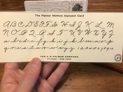 Palmer Method Of Hand Writing Penmanship American Cursive Alphabet Card ...