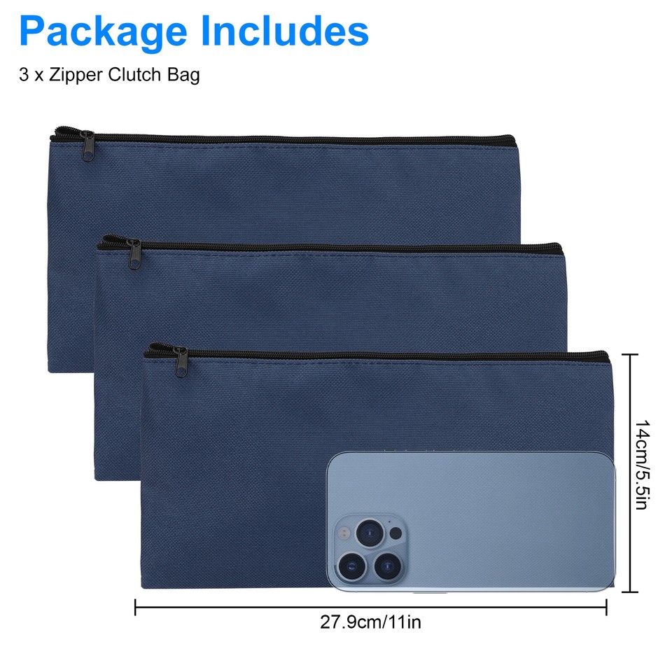 3Pcs Bank Deposit Bag, Zippered Safe Pouch Storage Organizer for Money ...