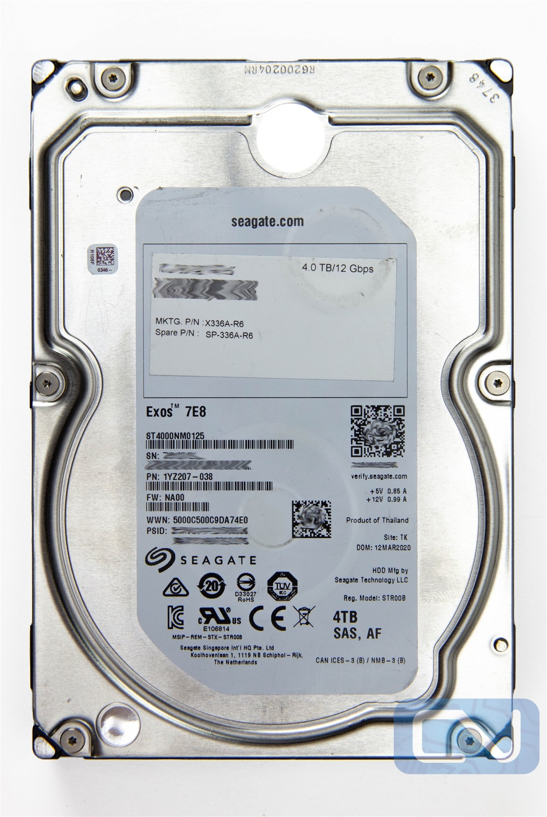 NetApp X336A-R6 4TB 7200 RPM 12Gb/s SAS 3.5" HDD Seagate Exos 7E8 ...