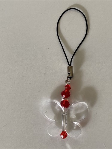Mobile Phone Dangle Charm Clear Butterfly Red Glass Crystals Charms ...