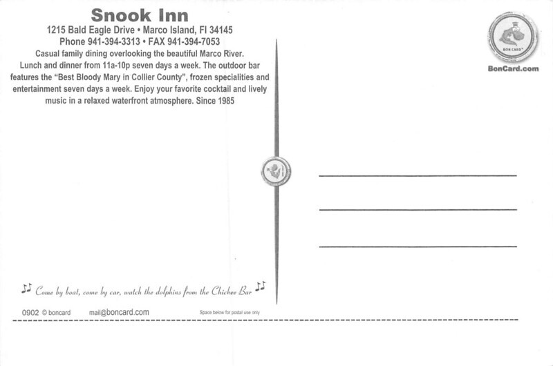 Snook Inn Marco Island Restaurant Florida Contiental Size Postcard | eBay
