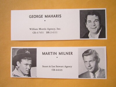 MARTIN MILNER & GEORGE MAHARIS ("ROUTE 66" TV STARS) 1960's ACTOR'S ...