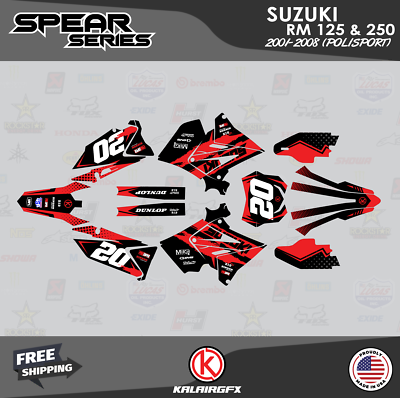 Graphics Kit for SUZUKI RM125 250 2001-08 POLISPORT RESTYLE SPEAR-red ...