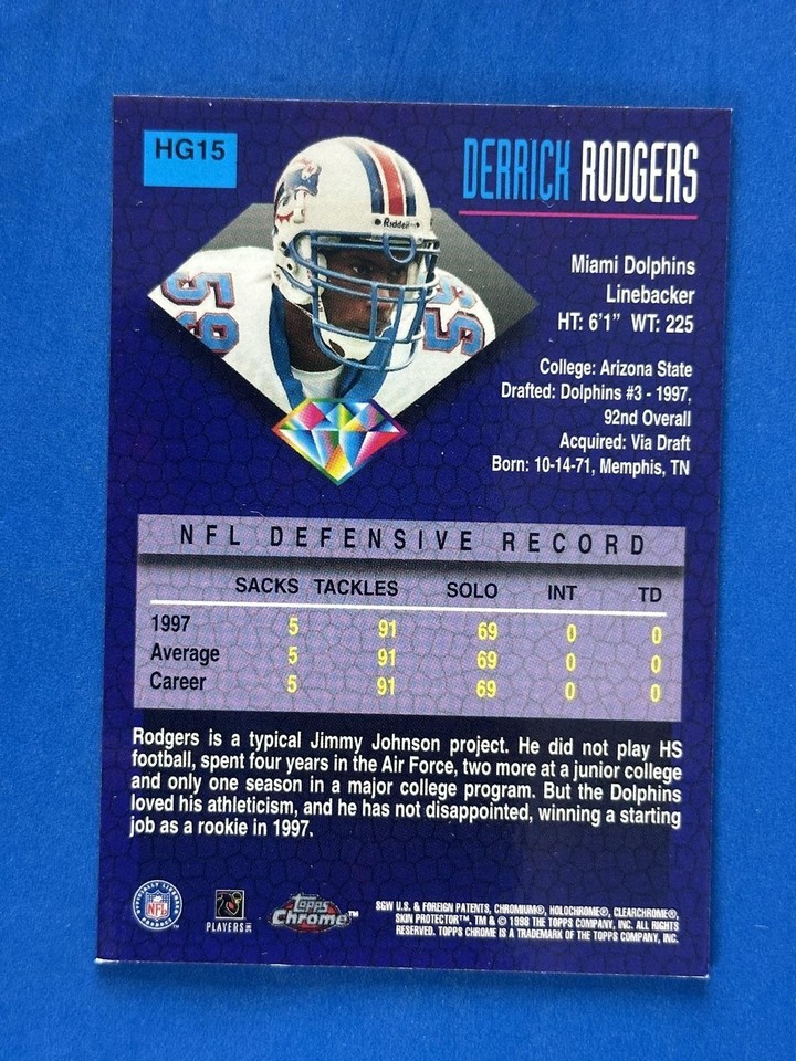 1998 Topps Chrome Hidden Gems #HG15 Derrick Rodgers Miami Dolphins | eBay