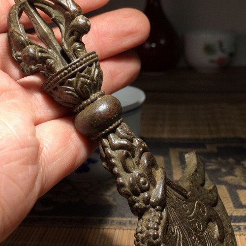 Tibetan Nepalese Bronze Vajra Dorje Dragon Head Ritual Weapon Antique ...