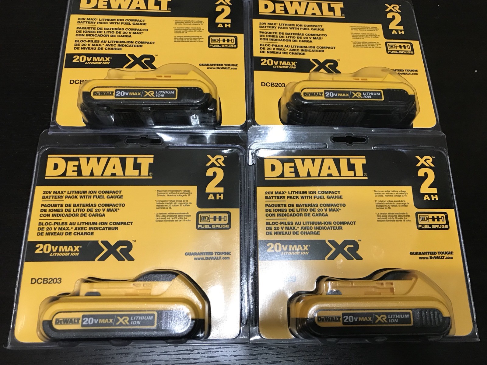 Brandnew (4) Packs GENUINE Dewalt 20V DCB203 2.0 AH XR Batteries ...