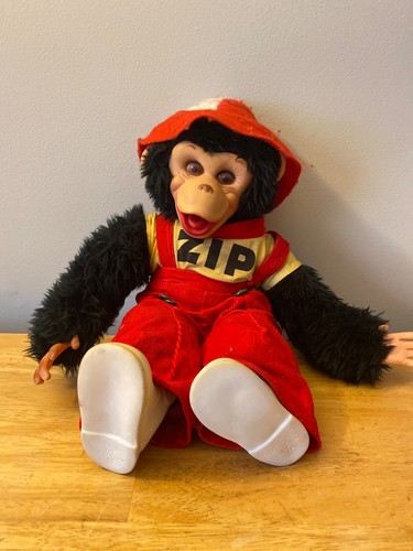 Vintage Rushton Zip Zippy Monkey Chimp with Hat 17” Plush Doll Howdy ...