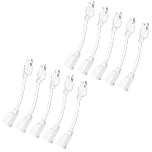 8 Inch Short Extension Cord White 3 Prong 10 Pack - 16/3 SJTW 13 AMP ...