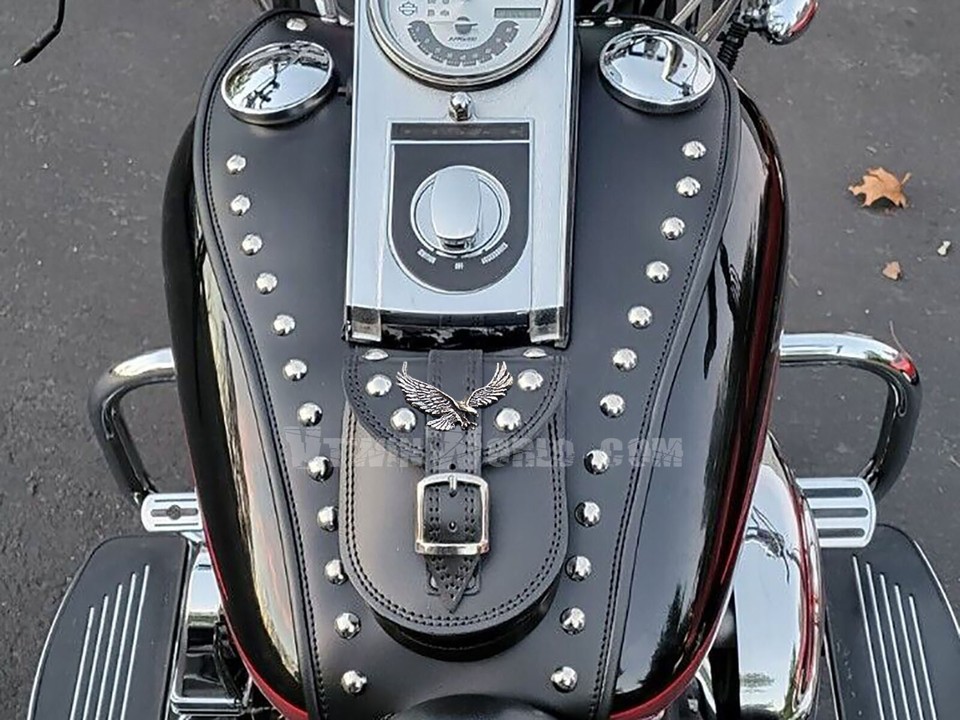 REAL LEATHER TANK PAD PANEL BIB FOR HD SOFTAIL HERITAGE DELUXE FATBOY ...