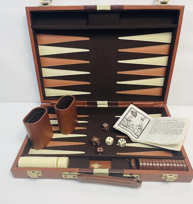 Skor-Mor Backgammon Set - Faux Leather Travel Case - Brown 15” X 10 ...