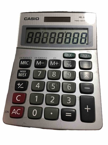 VTG Casio MS-80TV Desktop Calculator Two way solar powered W/ currency ...