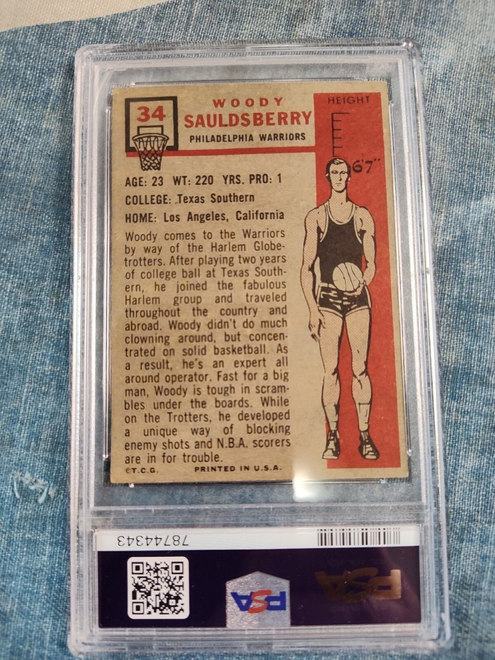 1957 Topps Basketball #34 Woody Sauldsberry PSA Graded Philadelphia ...