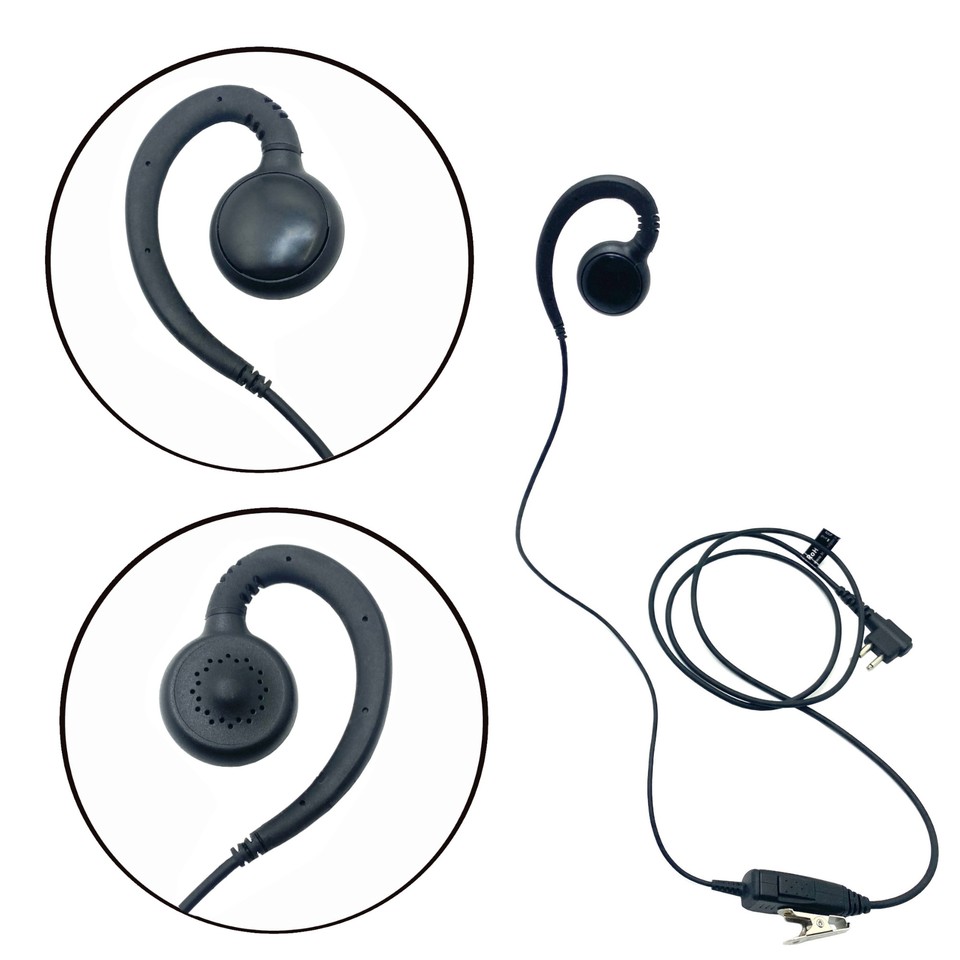 C-Style Ear Loop Headset PTT Mic for MOTOROLA 2-Pin Radio w/ Reinforced ...
