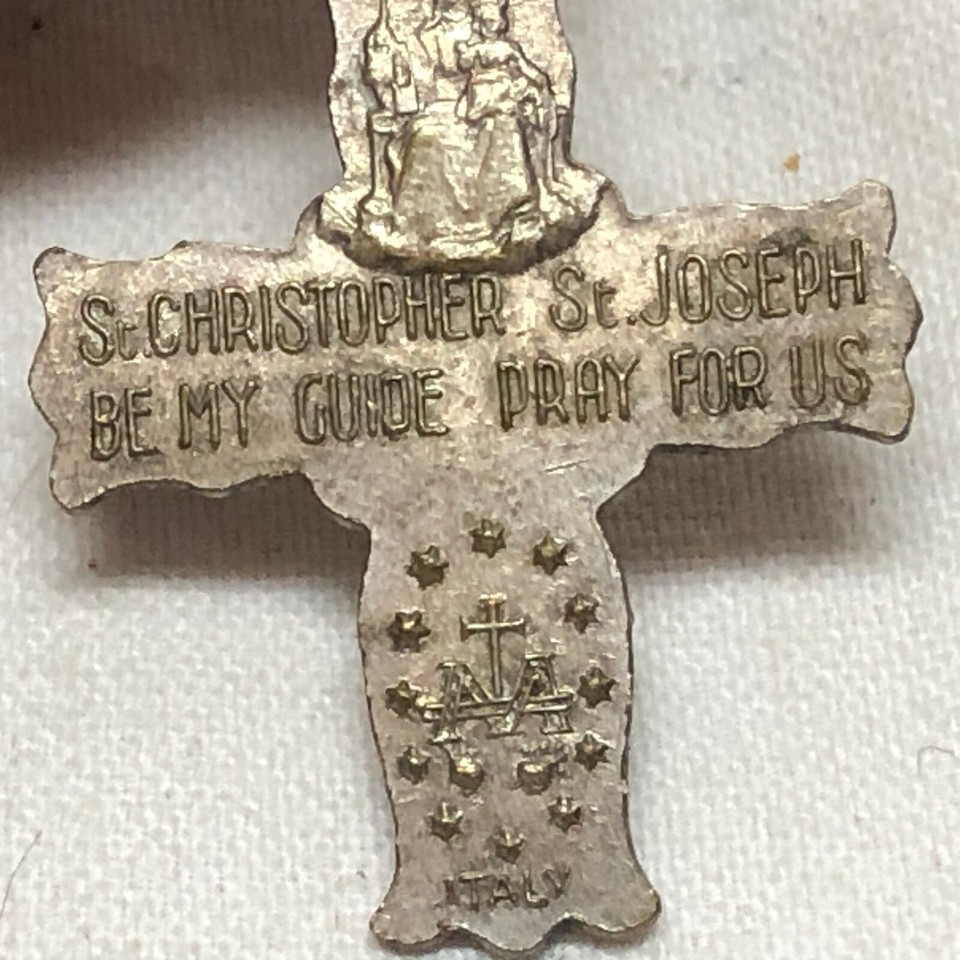 Vintage Cross Religious Medal St. Christopher St. Joseph | eBay