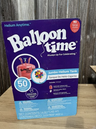 Balloon Time Helium Tank Balloon Kit Boxed (50 Balloons) Party Decor ...