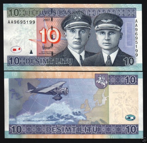 Lithuania 10 LITU P-68 2007 Pre EURO UNC "AA" Prefix Lithuanian ...