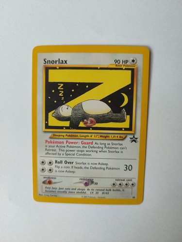 pokemon card promo Snorlax Sleeping 49, Black Star English Rare Craig ...