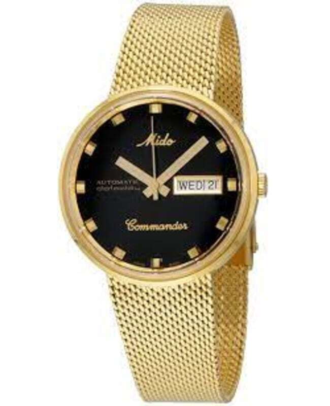 New Mido Commander 1959 Black Dial Gold Steel Men's Watch M8429.3.28.13 ...
