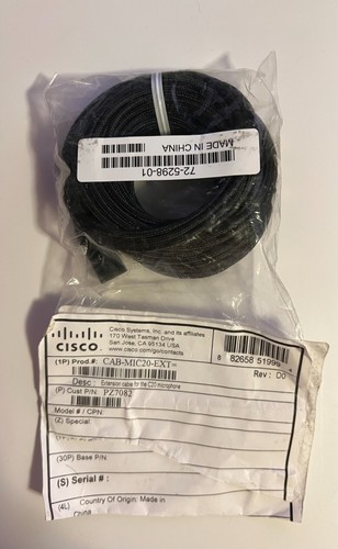 New - Cisco C20 Microphone Extension Cable - CAB-MIC20-EXT ...