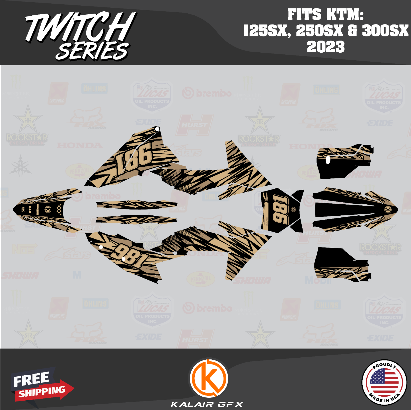 Graphics Kit for KTM MX 2-stroke 125SX 250SX & 300SX 2023 Twitch - Tan ...