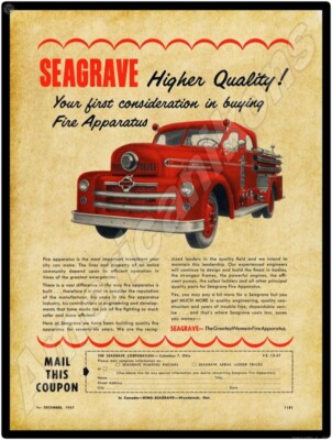 1957 Seagrave Fire Apparatus, Trucks New Sign-18x24" USA STEEL XL Size ...
