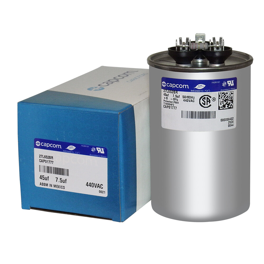 TRANE DUAL CAPACITOR 45 / 7.5 MFD 440V W/RESISTOR replaces CPT-1777 ...
