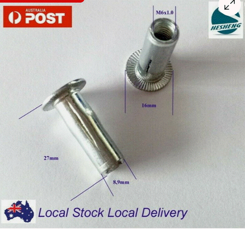 30 x M6 Zinc Plated Steel Flange Plusnut Plus Nut Rivnut Insert Nutsert ...