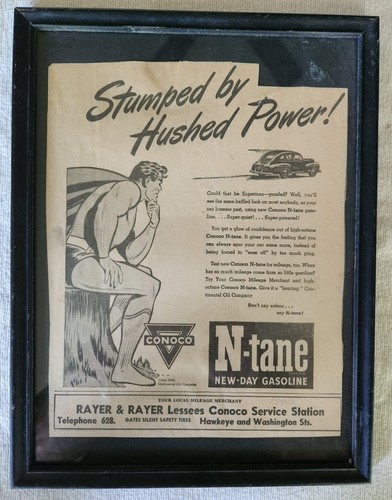 RARE! 1948 Newspaper Ad CONOCO SUPERMAN Continental Oil Company N-tane ...