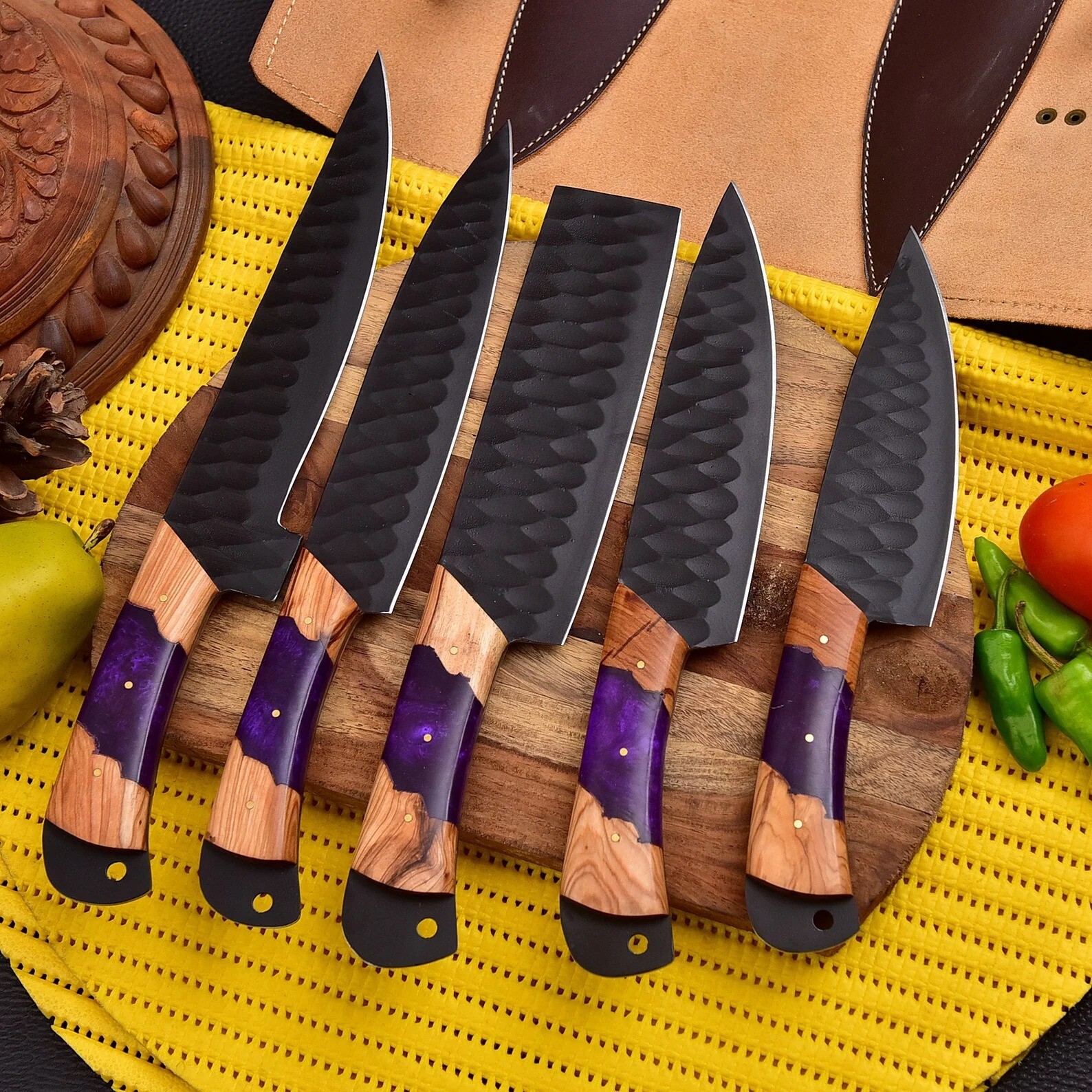 Chef Cutlery Japanese VG10 Damascus Steel Kitchen Knife Set Knife Meat ...