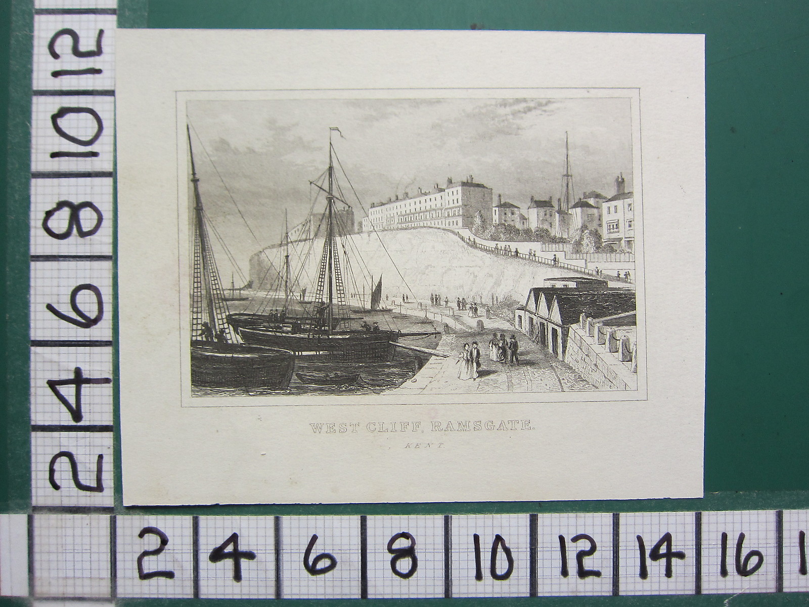 c1830 ANTIQUE SMALL KENT PRINT ~ WEST CLIFF RAMSGATE ~ HARBOUR | eBay