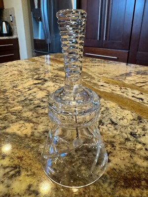 LEAD CUT Crystal Dinner Bell Square Faceted Handle 5.5" Bohemian Clear ...