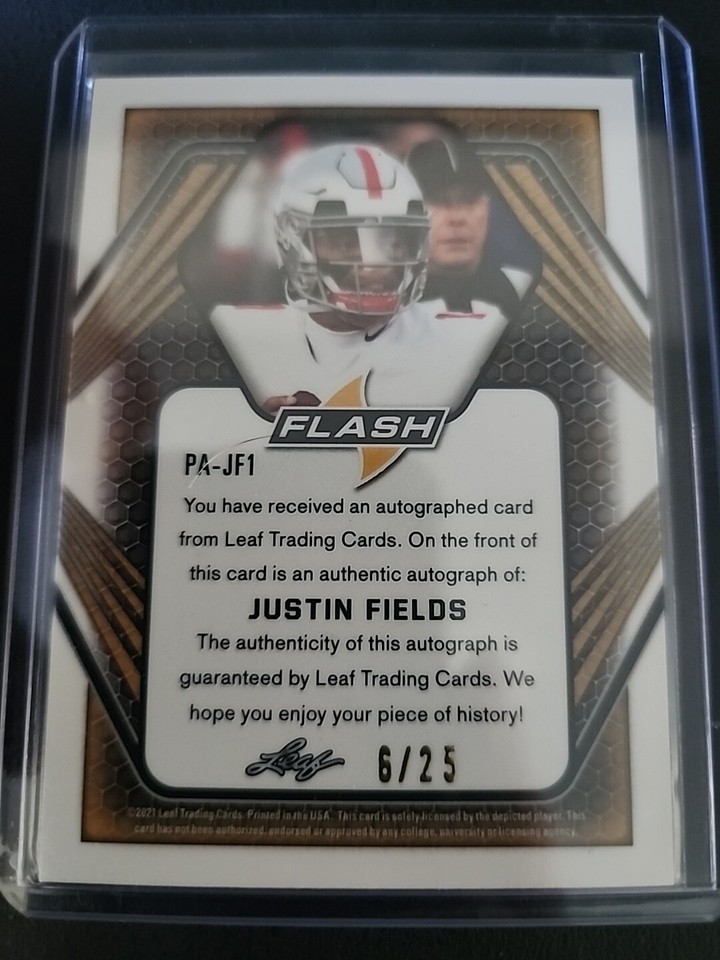 2021 Leaf Flash JUSTIN FIELDS Autograph /25#PA-JF1 Auto Green Steelers ...