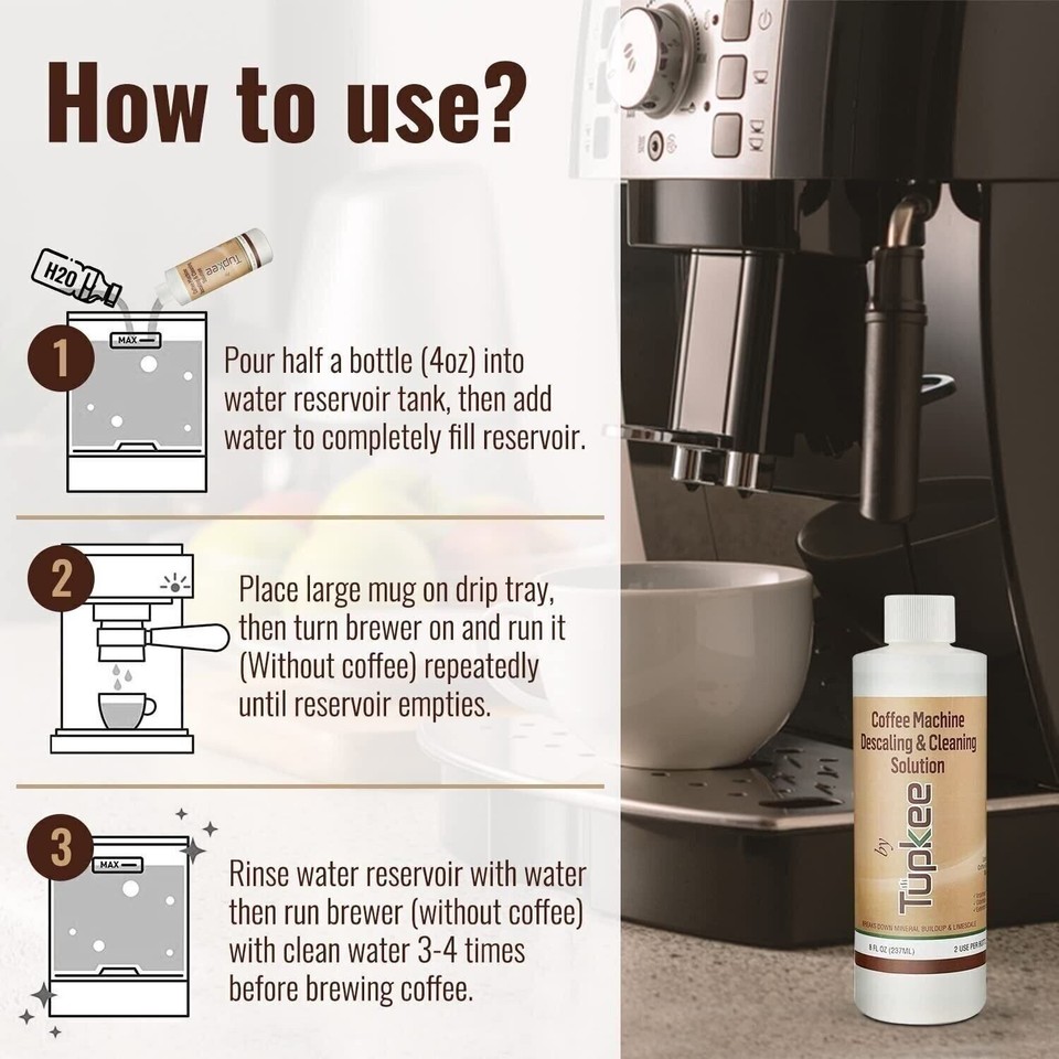 Coffee Machine Descaler Descaling Cleaning Solution - 2 Uses Per Bottle ...