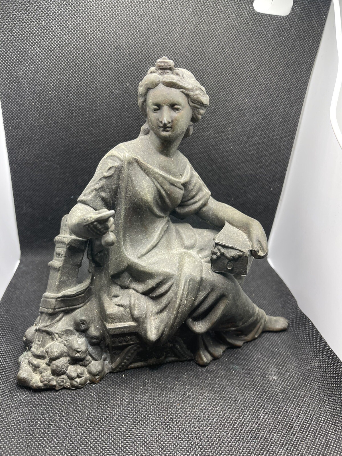 Lot Of 2 Antique Cast Metal Spelter Bronze Lady Goddess Soldier Statues ...