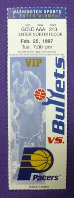 1997 - WASHINGTON BULLETS VS INDIANA PACER - VIP TICKET STUB | eBay