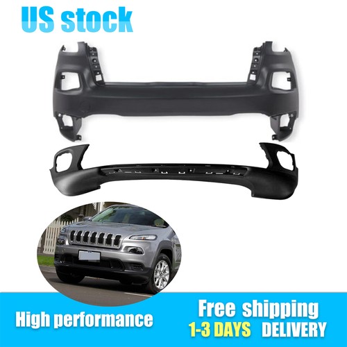 Set of 2 Front Bumper Cover Fascia For 2014-18 Jeep Cherokee CH1014112 ...