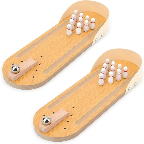 2 Pack Mini Bowling Game Set, Wooden Tabletop Bowling Game Desktop ...