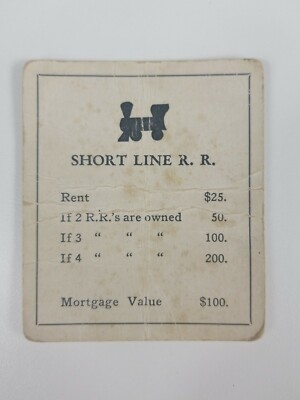 SHORT LINE RAILROAD Monopoly 1935 Replacement Property Game Piece | eBay