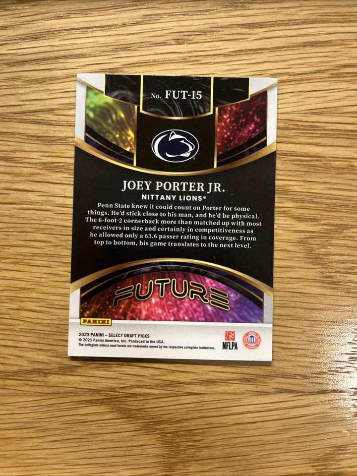 2023 Panini Select Draft Picks - Future Joey Porter Jr. #FUT-15 Silver ...
