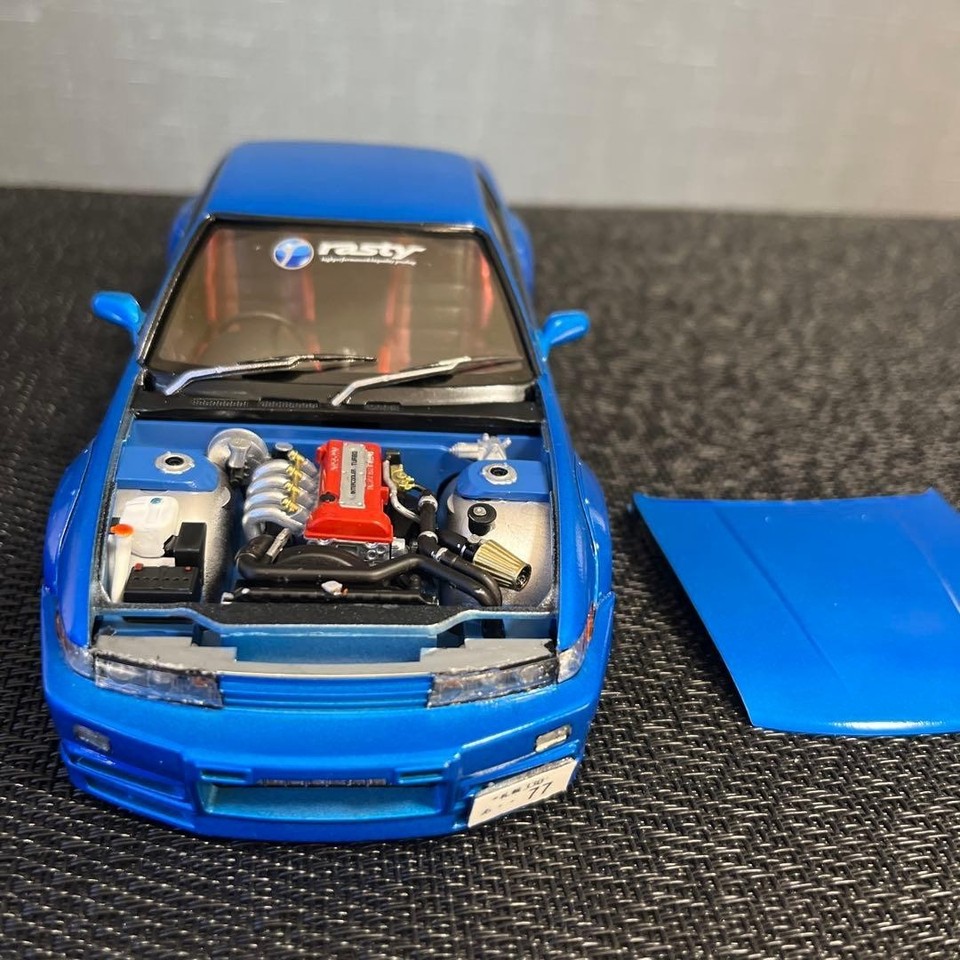 NISSAN S13 Silvia Custom Blue Painted Built 1:24 Car Model Kit Aoshima ...