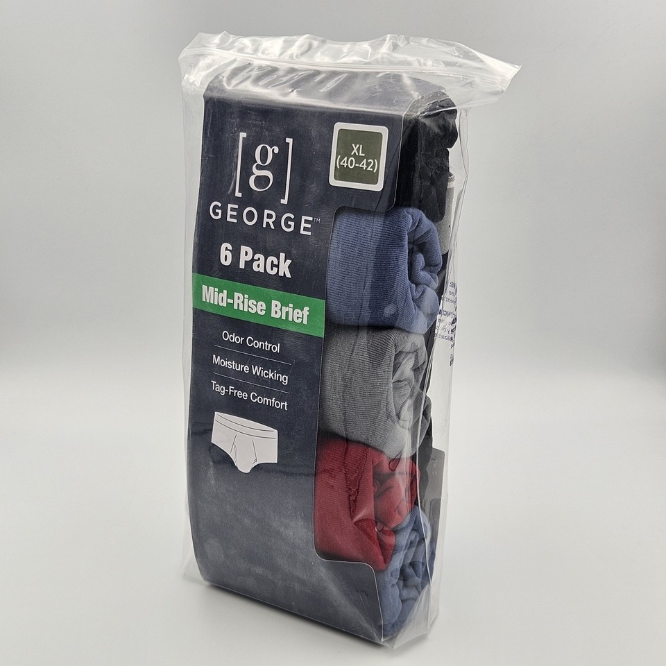 George Brand 6 Pack Mid Rise Briefs Assorted Colors Mens Size XL (40-42 ...