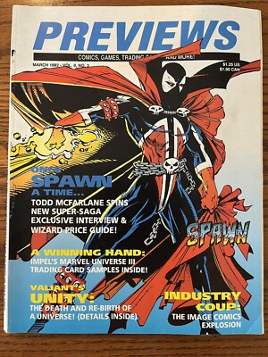 Previews Comics Catalog Vol II No. 3 March 1992 First SPAWN Very Nice w ...