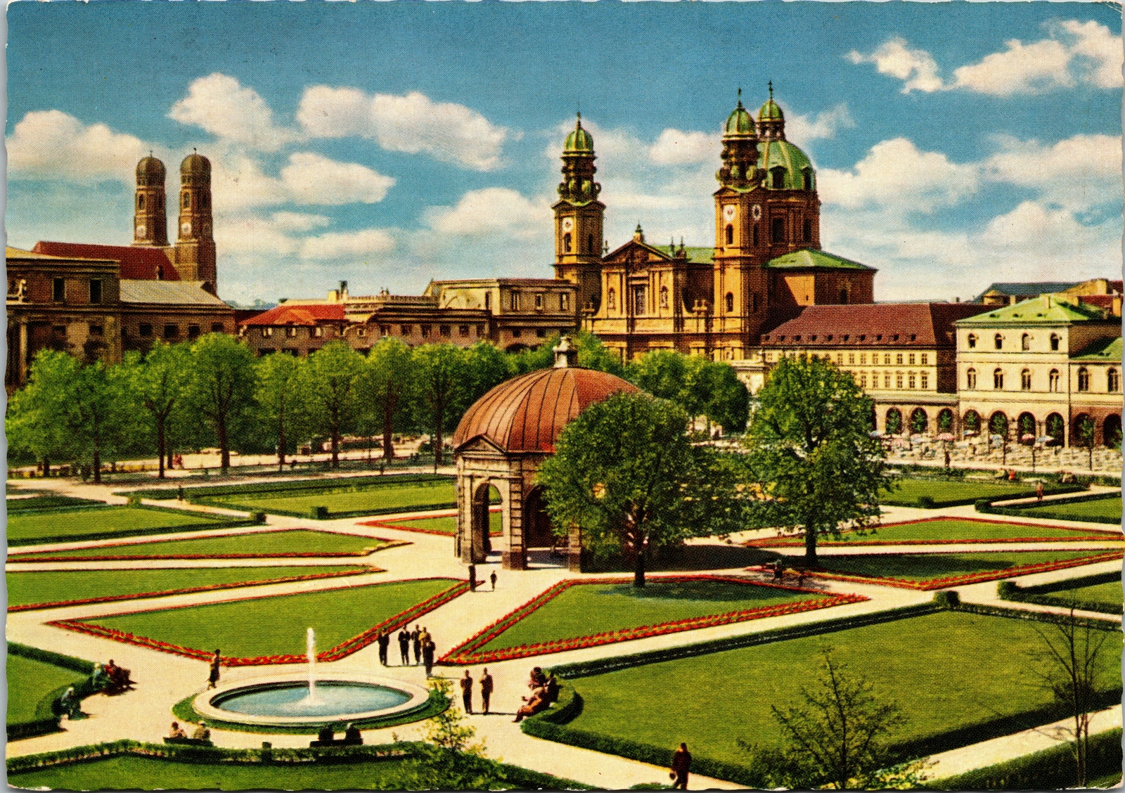VINTAGE CONTINENTAL SIZE POSTCARD ELEVATED VIEW OF THE ROYAL GARDENS TOWN MUNICH | eBay
