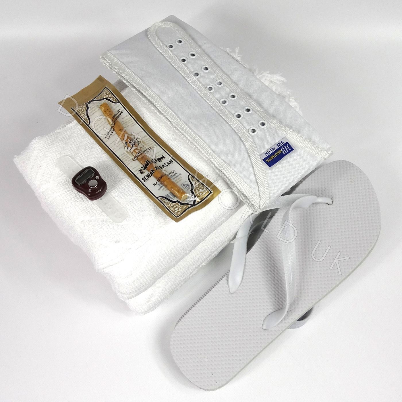 Ihram Pack Hajj Umrah Essential Kit Cotton Towels Belt Tasbih Siwak ...